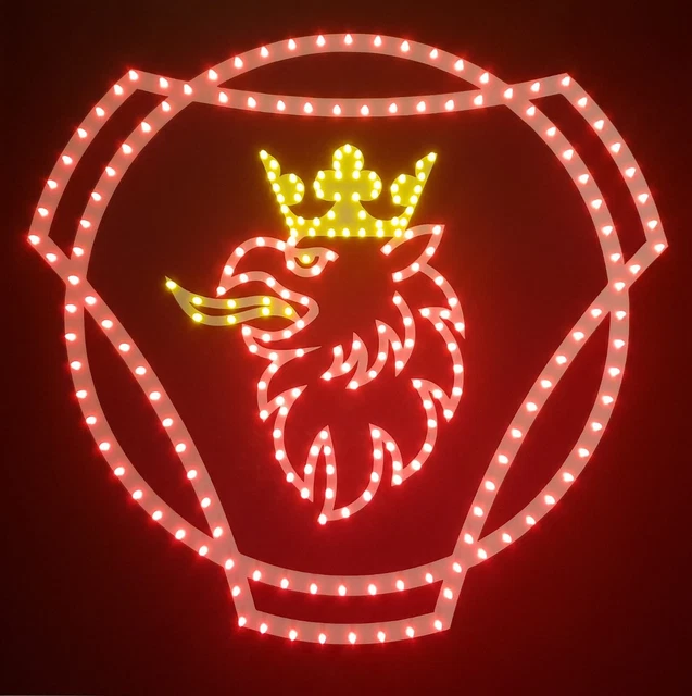 SCANIA TRUCK / LORRY LED LOGO LIGHT BOARD CABIN LED SIGN 50x50cm + FREE ...