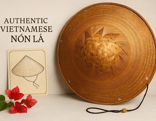 👒 AUTHENTIC VIETNAMESE Nón Lá / Bamboo Conical Hat. Excellent Condition ...