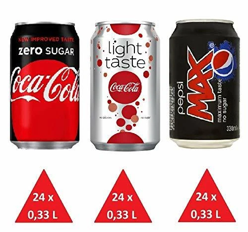 COCA COLA ZERO, Coca Cola Light & Pepsi Max chacun 24 x 0,33 l (72 ...