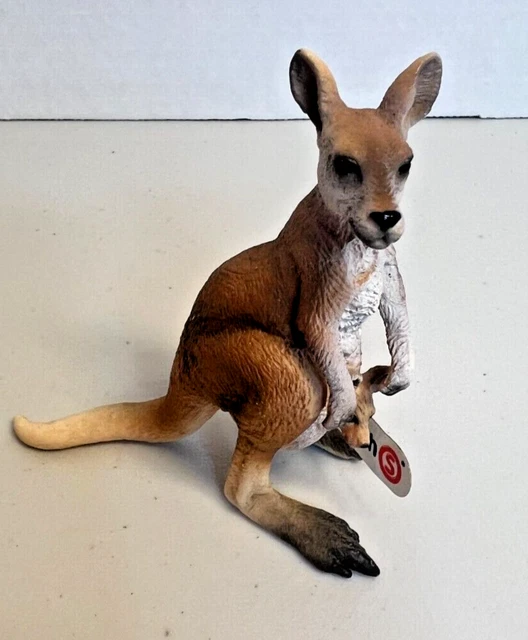 SCHLEICH KANGAROO FEMALE & Joey Figure Arms Down Unique D-73527 Retired ...