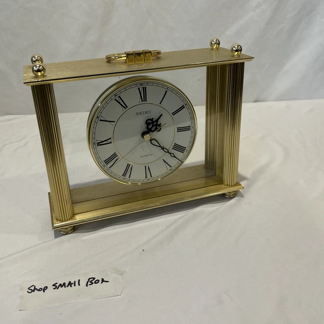 SEIKO QUARTZ MANTLE Clock MODEL QZ102G Gold Tone Made In Japan $52.62 ...