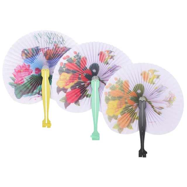 3 PCS FOLDABLE Hand Fans Lightweight Chinese Style For Summer Party Use ...