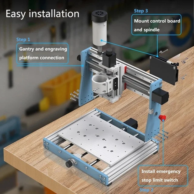CNC ROUTER 3020 PRO MAX 300W Laser Engrave Spindle Linear Guide Metal ...