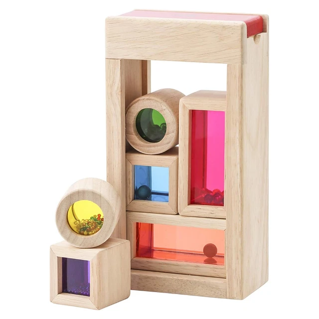 WOODEN RAINBOW SOUND Blocks Baby Sensory Toys Montessori Stacking ...