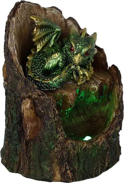NEMESIS NOW ARBOREAL Hatchling Green Dragon in Tree Trunk Light Up ...