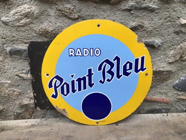 ANCIENNE PLAQUE ÉMAILLÉE Radio Point Bleu - tsf -no bidon tole ...