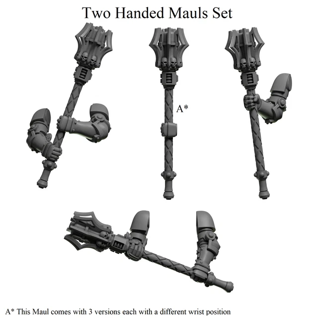TWO HANDED MAULS 3d printed Conversion Parts Sci-fi Wargaming ...
