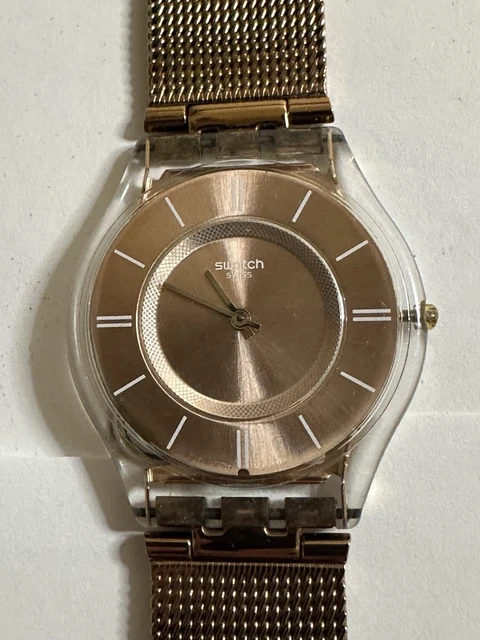 SWATCH SKIN ULTRA Thin Watch - HELLO DARLING Rose Gold Milanese New ...