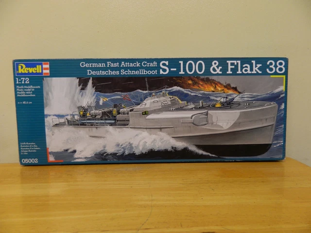 REVELL 1/72 SCALE German Fast Attack Craft S-100 & Flak 38 Boat Model ...