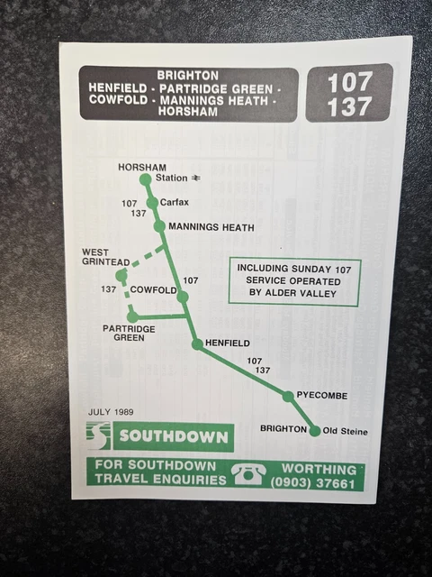 SOUTHDOWN WORTHING BUSES Transport Bus Timetable Leaflet BAQ3.36 £5.00 ...
