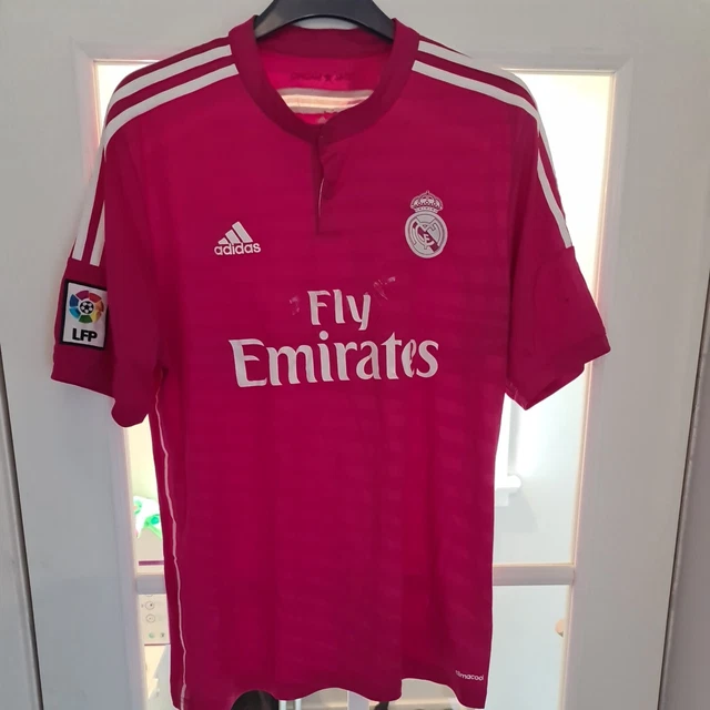 REAL MADRID PINK 3rd kit Adidas football shirt - Mens L Large 2014/15 ...