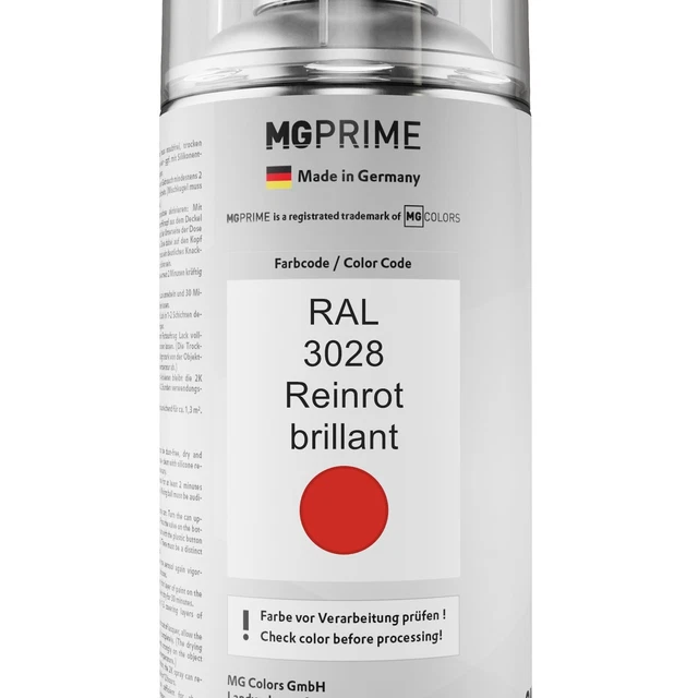 RAL 3028 REINROT brillant acrylique bombe aérosol 2C 400ml séchage ...