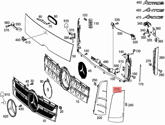 MERCEDES TRUCK TRUCK Actros Mp4 Cab Coating Baffle Oem A9607511130 £214 ...