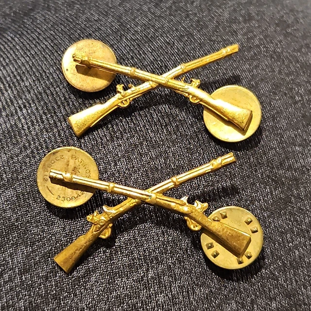 WW2 US MILITARY Army Officer Infantry Collar Brass Insignia Pins ...