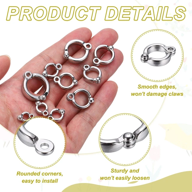 STAINLESS STEEL BIRD Foot Rings 8.5mm/0.33" ID, (Silver Tone, 2 Set ...