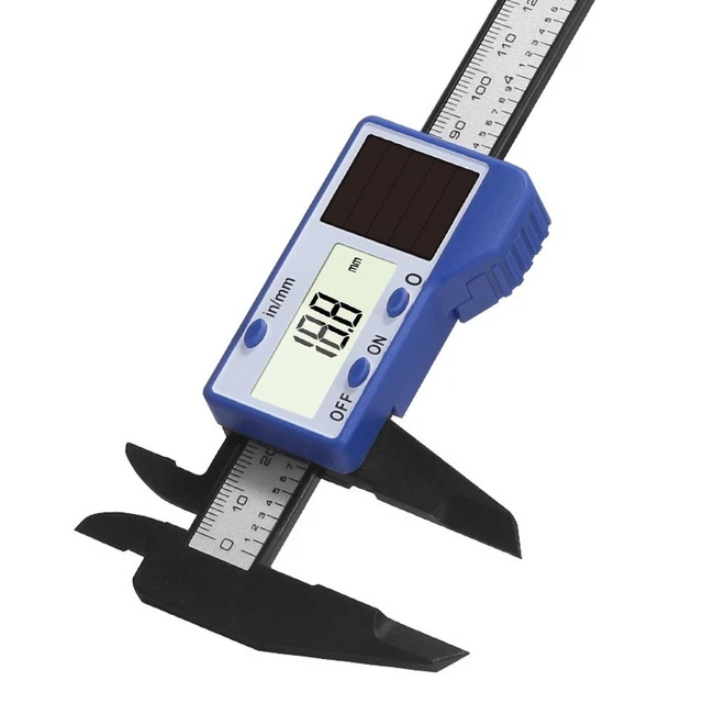 DUAL POWER SOLAR Digital Caliper 0150mm Plastic Measuring Tool with LCD ...