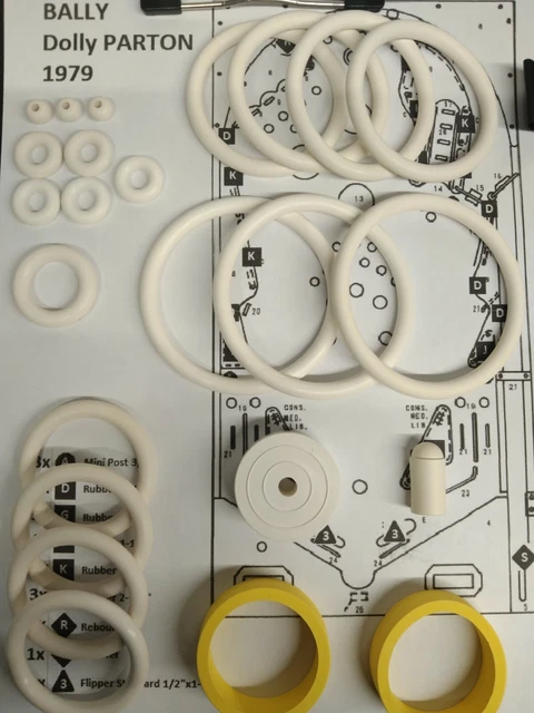 KIT ELASTIQUES FLIPPER - DOLLY PARTON - 1979 - BALLY - Pinball Rubber ...