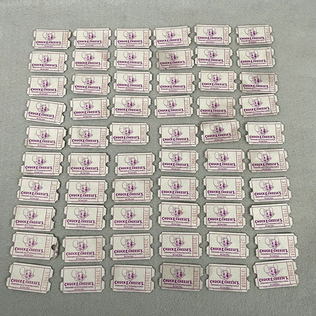 VINTAGE CHUCK E Cheese Arcade Prize Tickets 60 Individual Disconnected ...