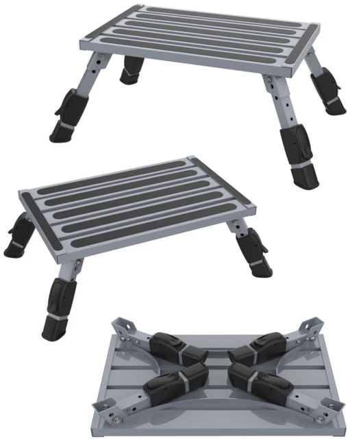 ON THE ROAD Rv Adjustable Steel Caravan Step Anti Slip Stool Camper ...