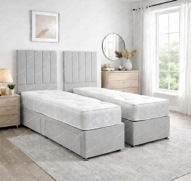 ZIP AND LINK Divan Plush material bed sizes available a 5ft and 6ft £ ...