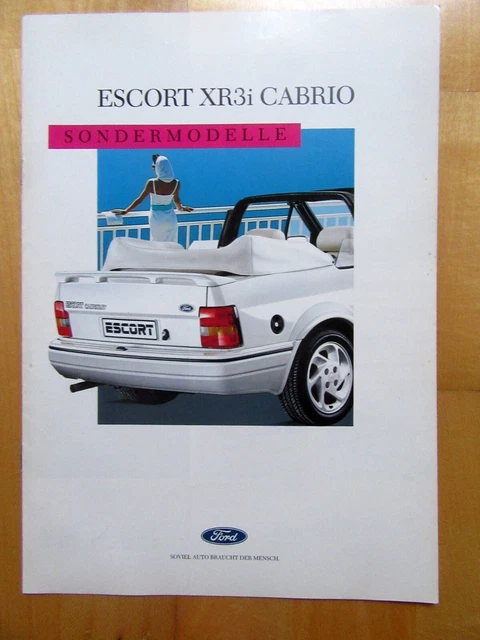 BROSCHÜRE, PROSPEKT, FORD ESCORT XR3 i CABRIO, 8 Seiten, 1988 EUR 10,00 ...