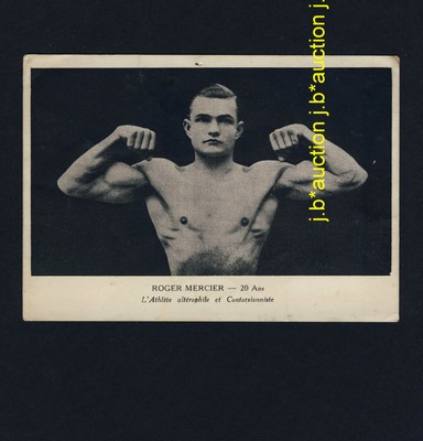 BEEFCAKE SHIRTLESS MUSCLE BODYBUILDER ROGER MERCIER * Vintage 1920s PC ...