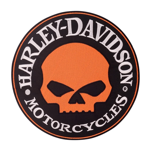 HARLEY-DAVIDSON WILLIE G Skull Logo Emblem Sew-On Patch - Orange Skull ...