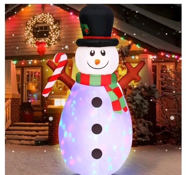 5 FT CHRISTMAS Inflatable Snowman with Rotating Led Lights Outdoor ...