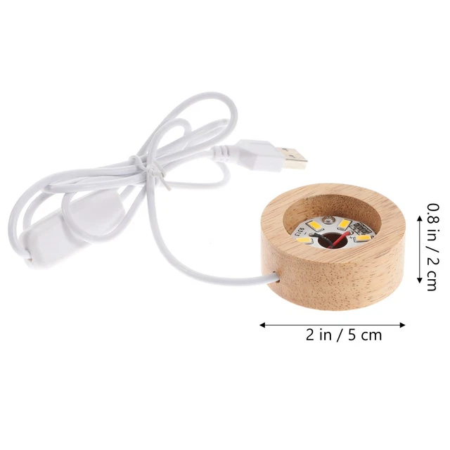 3PCS LED LIGHT Display Base: Round Wooden LED Night Light Stand For ...
