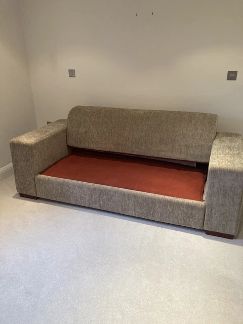 BEIGE PULL OUT sofa bed with mattress and metal frame EXCELLECT ...