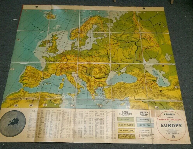 CRAMS SIMPLIFIED PHYSICAL-POLITICAL Map of Europe (Folding Map). $69.97 ...