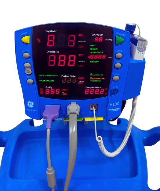 CARESCAPE DINAMAP V100 Rolling Cart Vital Signs Monitor with NIBP, SpO2 ...