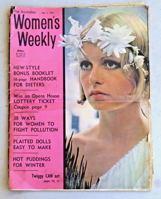 1971 JULY ISSUE The Australian Womens Weekly Magazine Cover Page Twiggy ...
