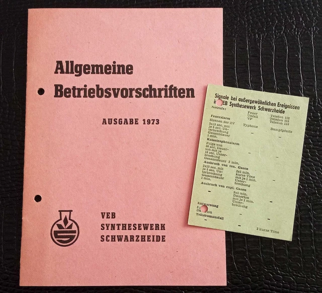 ALLGEMEINE BETRIEBSVORSCHRIFTEN VEB Synthesewerk Schwarzheide Ausg.1973 ...