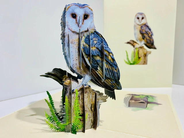 ORIGAMIPOPCARDS.COM COUNTRY BARN Owl 3D Pop Up Greeting Card Happy ...