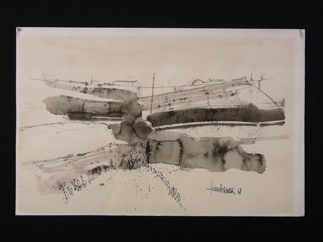 JEAN PORCHER (1927) Landscape Port IN Brittany? 1968 st. James Sleeve ...