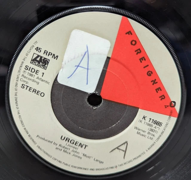 FOREIGNER - URGENT / Girl On The Moon - 7" Vinyl Single Record - K11665 ...