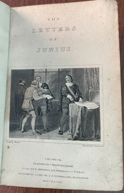 ANTIQUE LETTERS OF Junius 1819 Chiswick Press Pocket Edition 5"x3.5"x1 ...