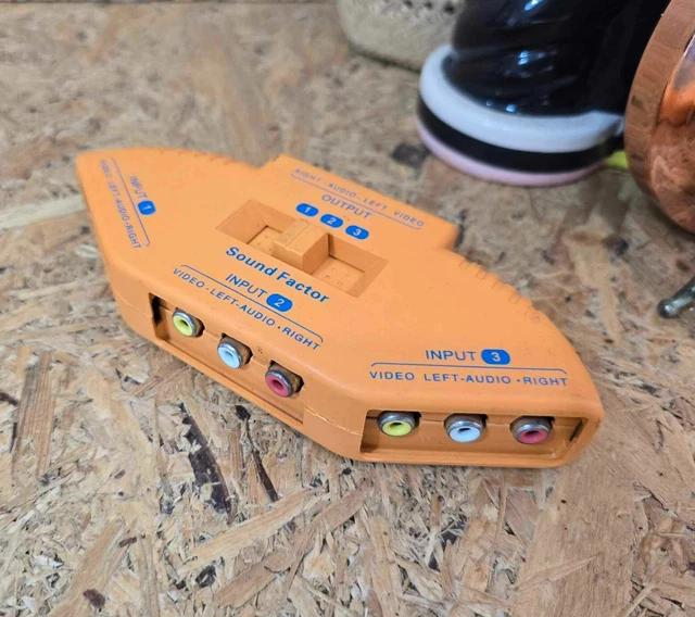 SOUND FACTOR 3-WAY AV Selector Switch Box Video/Audio Signal Switcher ...