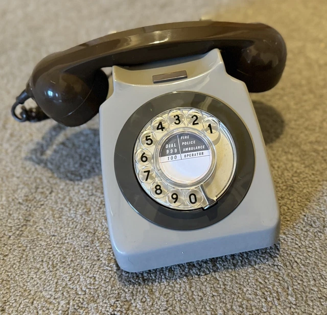 VINTAGE GPO ROTARY Dial Telephone 746 - Elephant Grey & Brown - Classic Retro £15.00 - PicClick UK