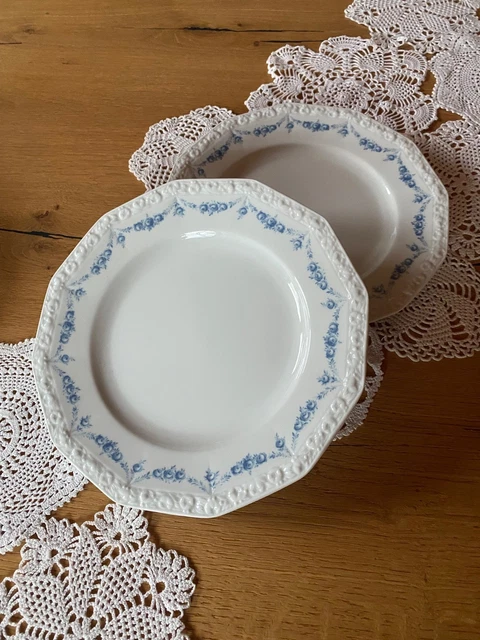 ROSENTHAL MARIA DINNER Plates Rose Edge Blue Set of 2 £8.74 - PicClick UK