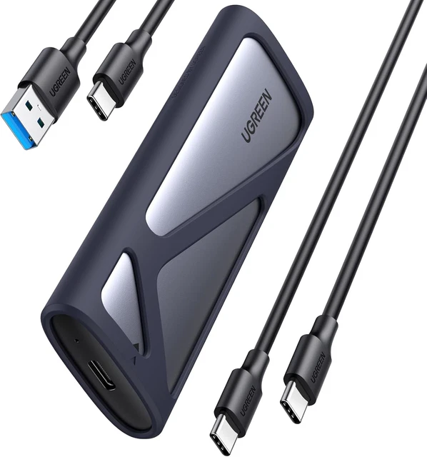 UGREEN M.2 NVME and SATA SSD Enclosure, [Tool-free] USB 3.2 Gen2 10Gbps NVMe M.2 £34.66 ...