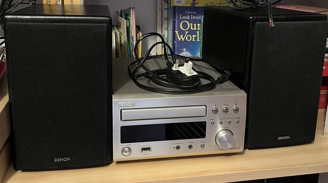 DENON RCD-M38 DAB Mini Hi-Fi System (Silver) + Two Denon Speakers £47. ...