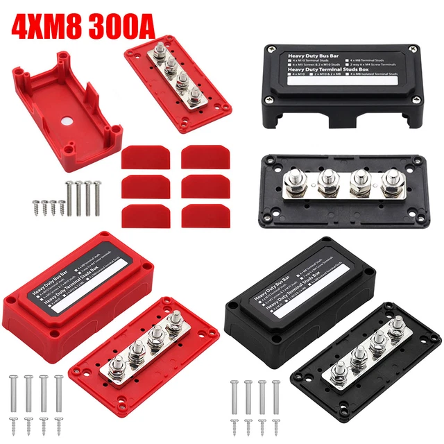 POWER DISTRIBUTION BLOCK Heavy Duty Bus Bar Box M8*4 Terminal Studs 48V 300A$- £23.99 - PicClick UK