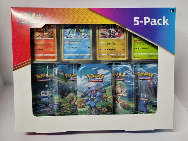 POKÉMON 5 PACK Mini Tins, Sinnoh Stars plus 4 Promo Cards and metallic ...