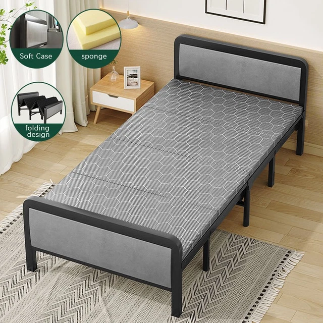ADULT FOLDING BED Portable Metal Fold up Rollaway Guest Bed Single ...