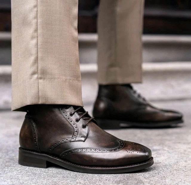 MEN'S THURSDAY BOOT Company Boots Dark Oak Leather Wingtip Lace Up ...