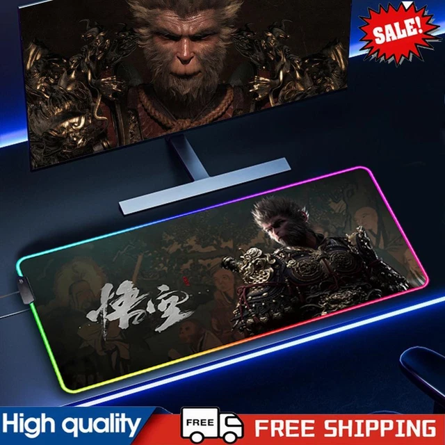 BLACK MYTH WUKONG RGB Cool Mousepad Large LED Gaming Mouse Pad Non-Slip ...