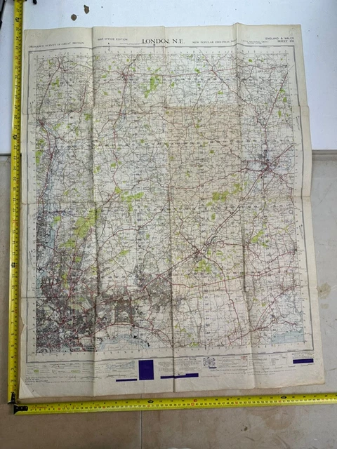 ORIGINAL WW2 BRITISH Army OS Map of England - War Office - London North ...