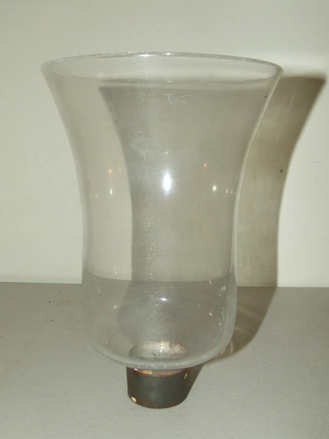 ANTIQUE BELL SHAPE Victorian Hand Blown Clear Heavy Glass Hurricane ...